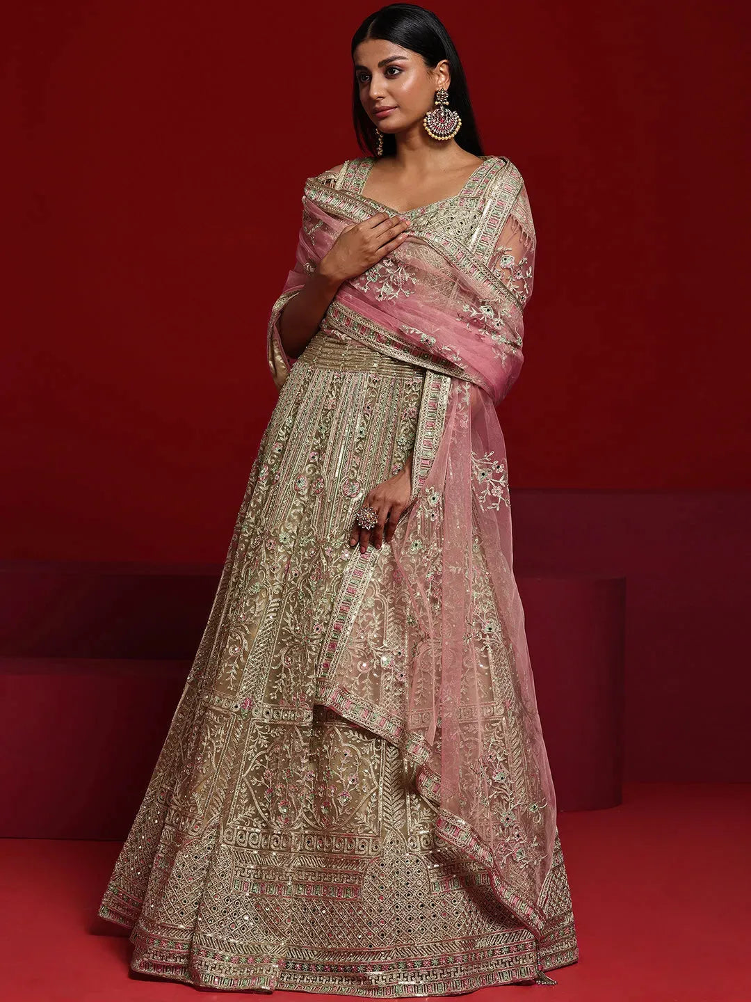 Buy Libas Art Beige Embellished Nylon Gown With Dupatta Online at Rs ...