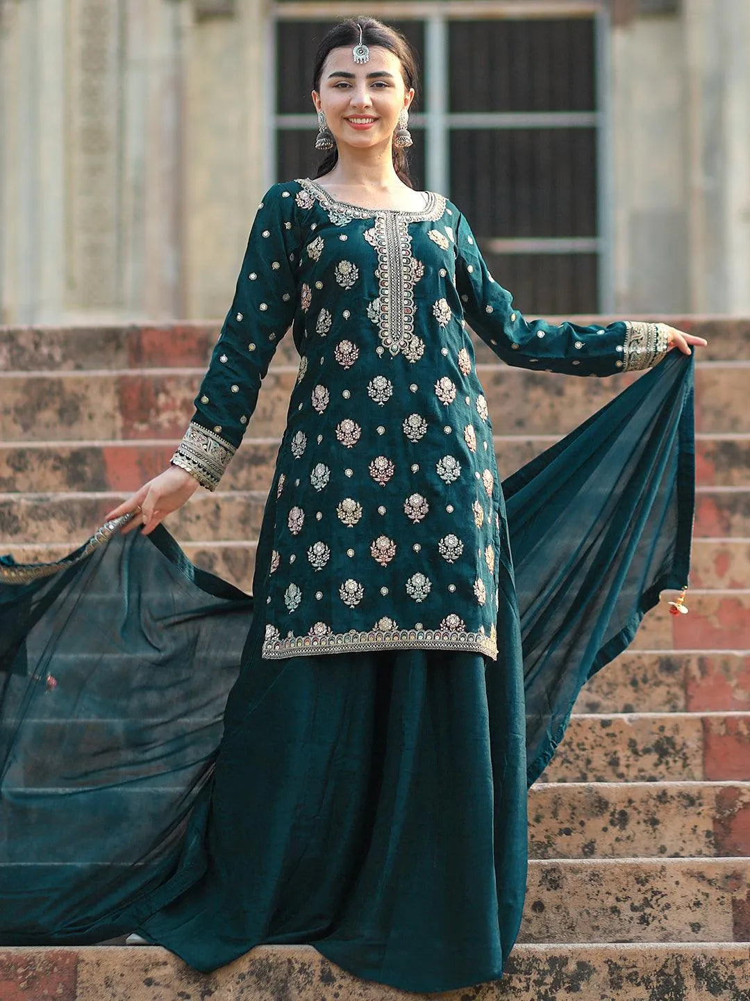 Buy Libas Art Blue Embroidered Silk Blend Pakistani Suit Online at Rs ...
