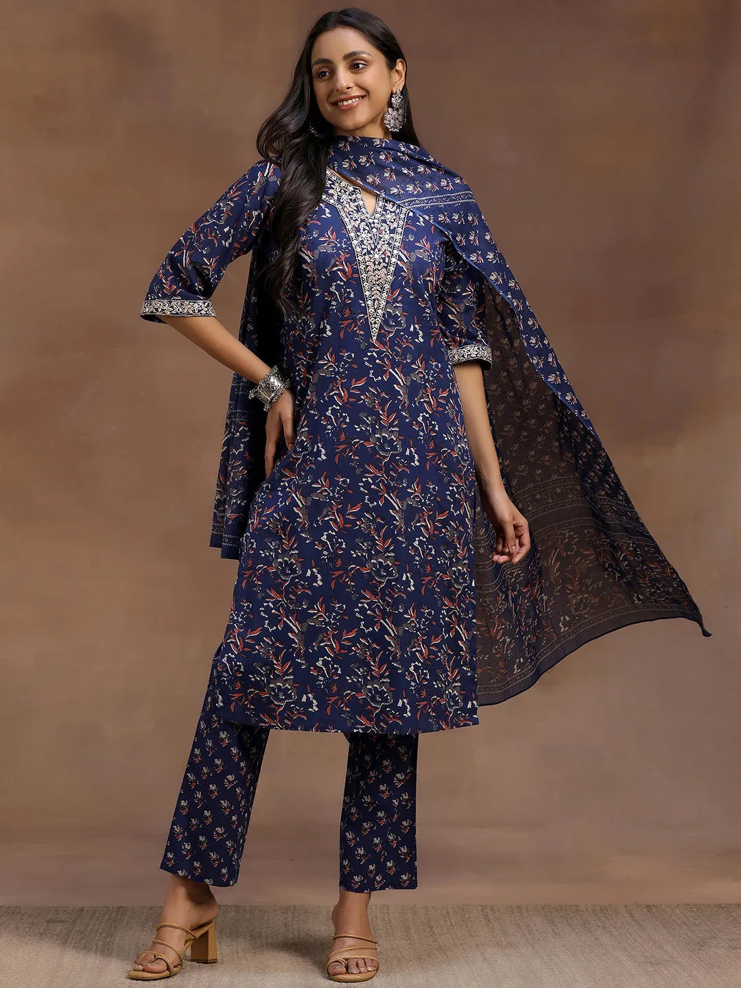 Buy Blue Printed Cotton Straight Suit With Dupatta Online at Rs.979 | Libas