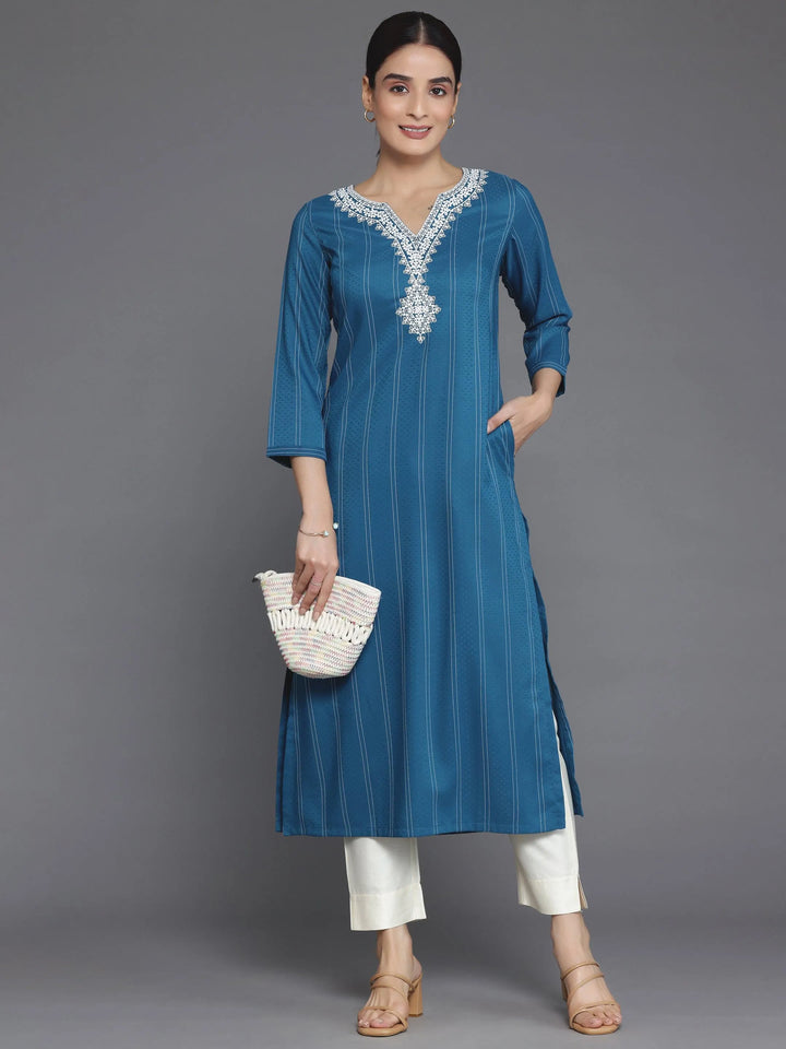Buy Teal Yoke Design Silk Straight Kurta Online At Rs 719 Libas