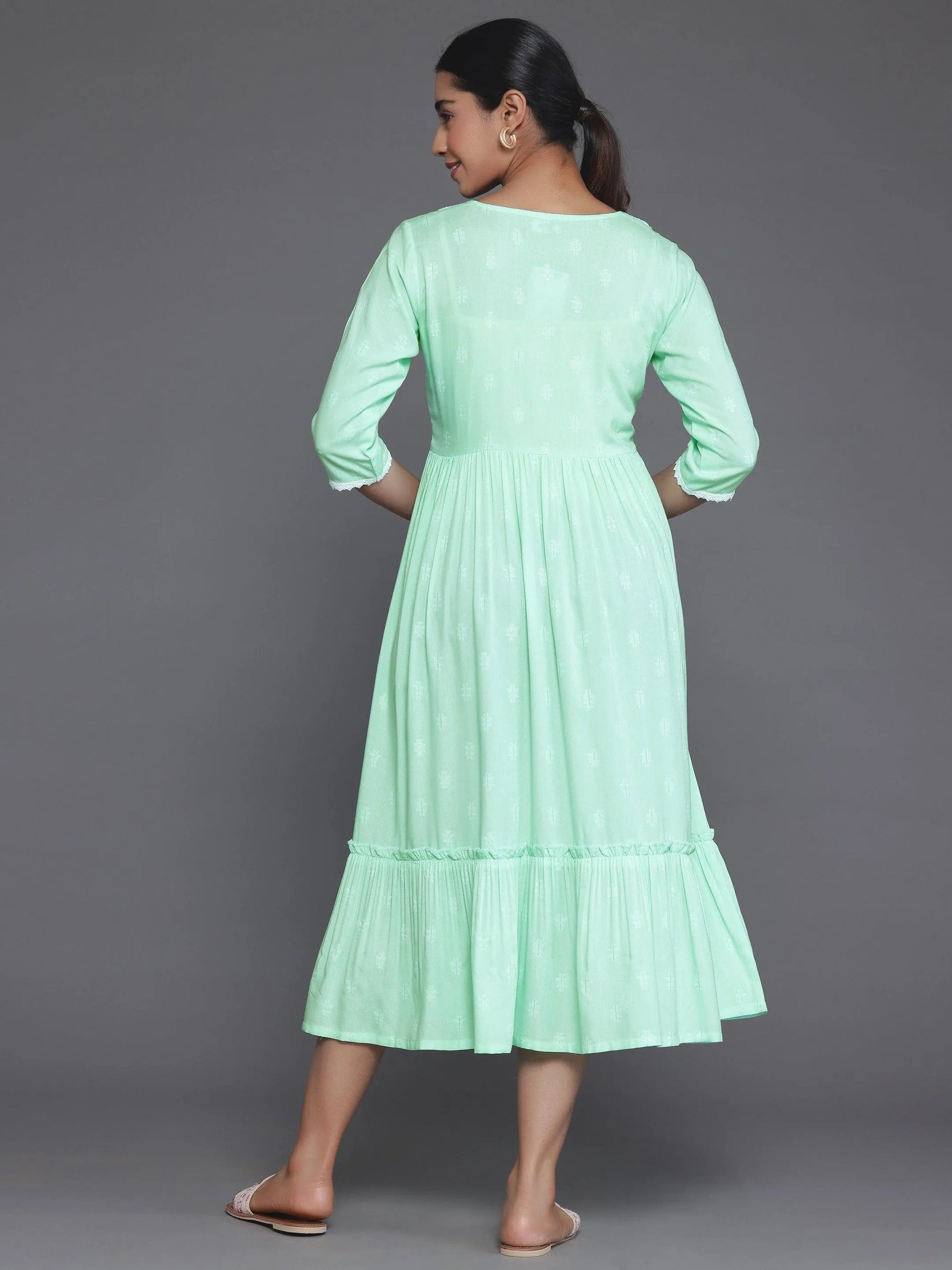 Buy Light Blue Self Design Viscose Rayon A-Line Dress Online at Rs.747 ...