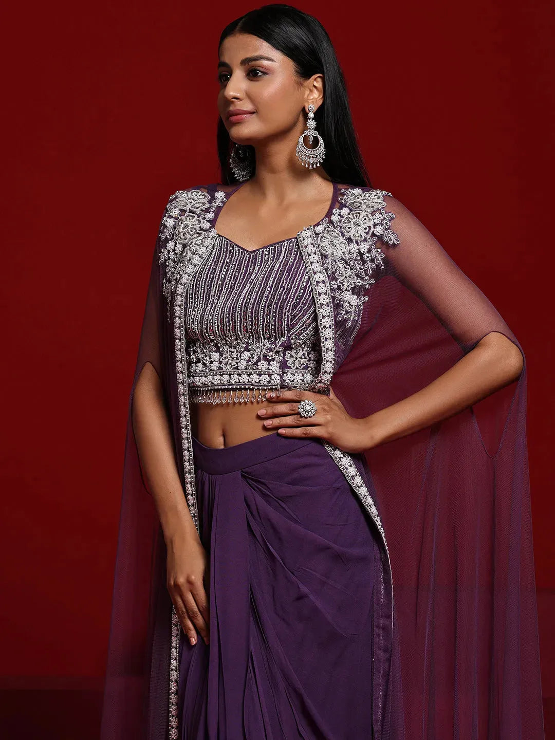 Buy Libas Art Mauve Silk Blend Embellished Co-Ords Online at Rs.5999 | Libas