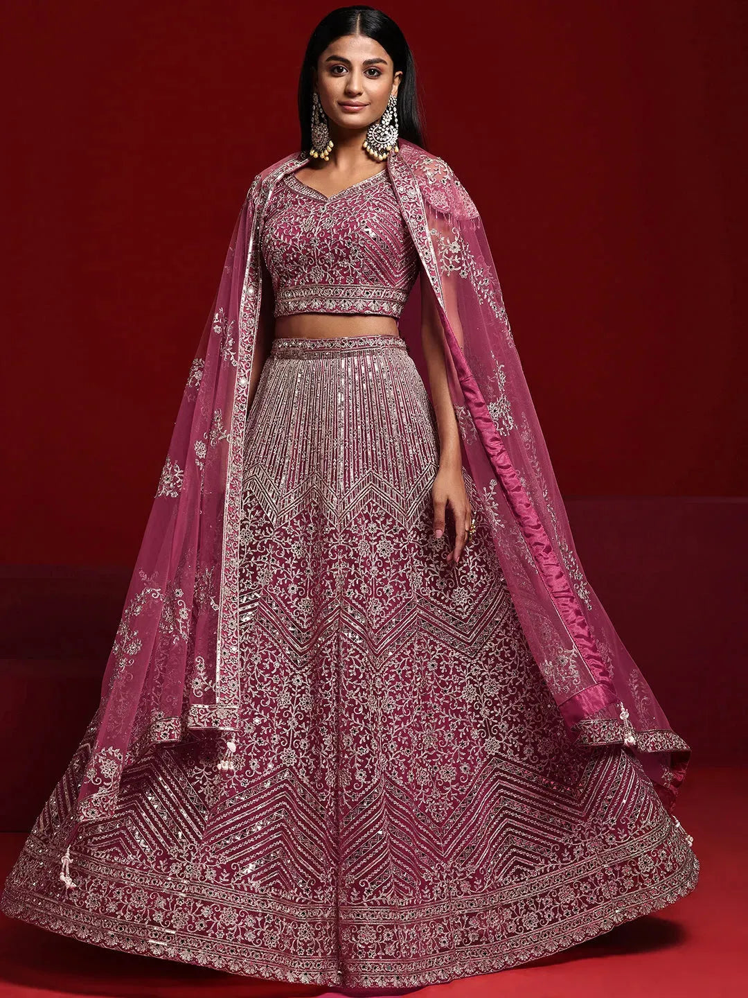 Buy Libas Art Pink Embellished Net Lehenga Set Online at Rs.14999 | Libas