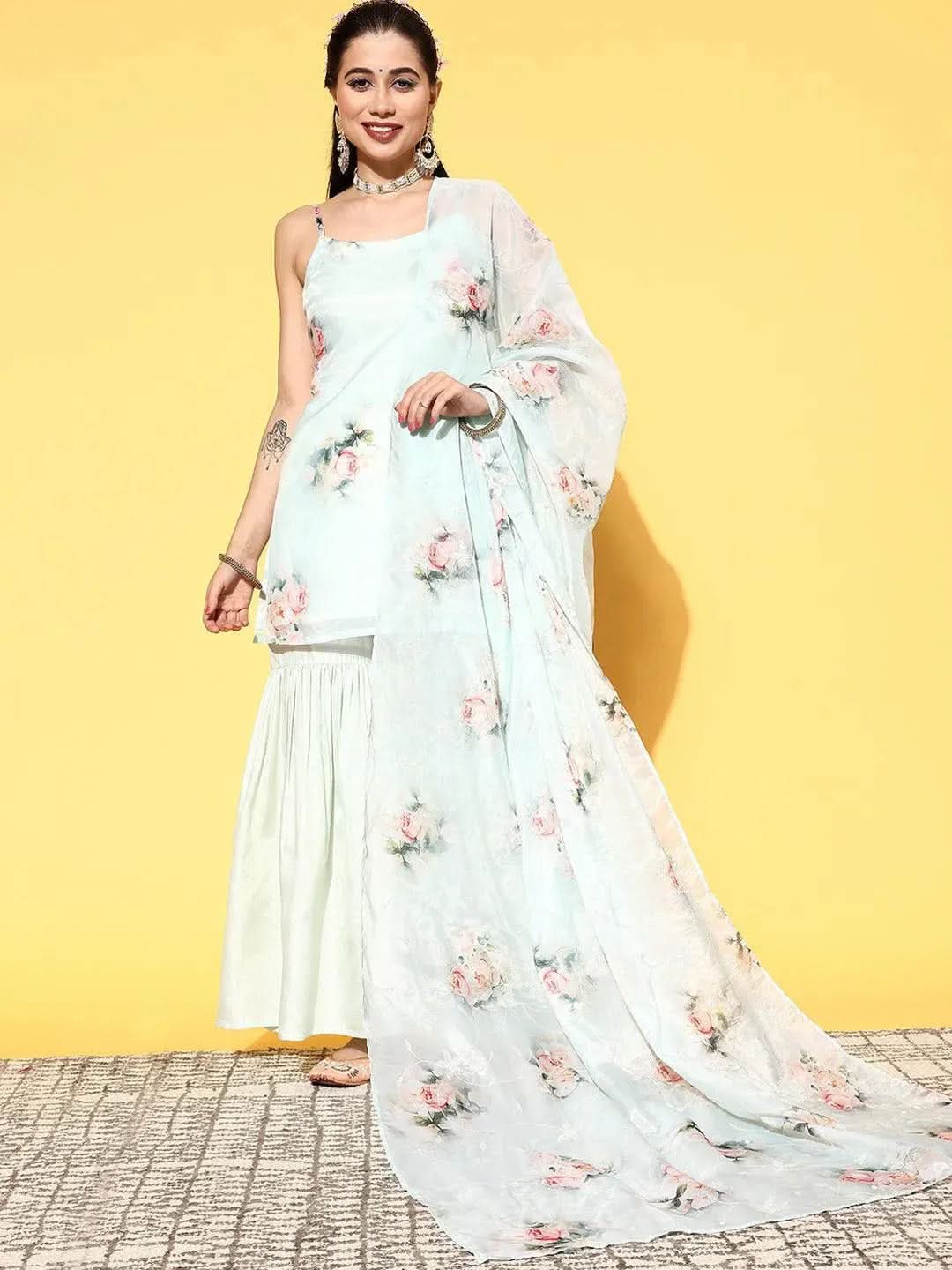 Buy Green Sharara Suits for Women Online at the Best Price | Libas