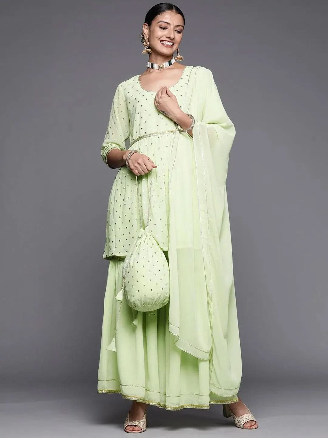 Buy Green Sharara Suits for Women Online at the Best Price | Libas
