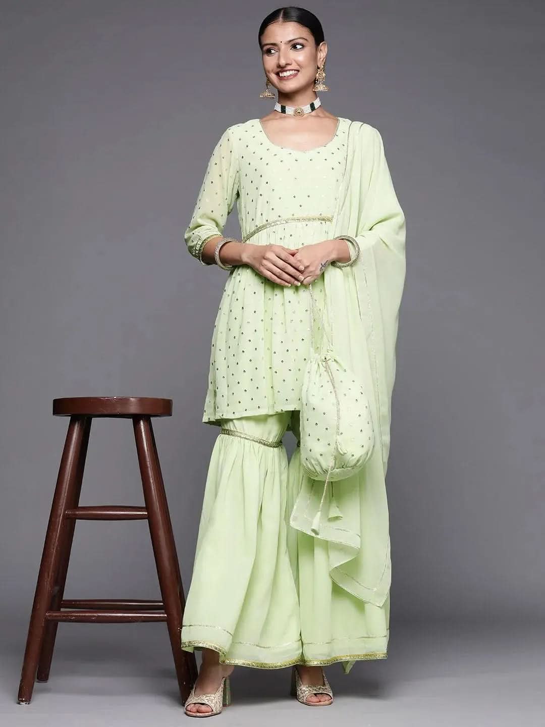 Buy Green Sharara Suits for Women Online at the Best Price | Libas