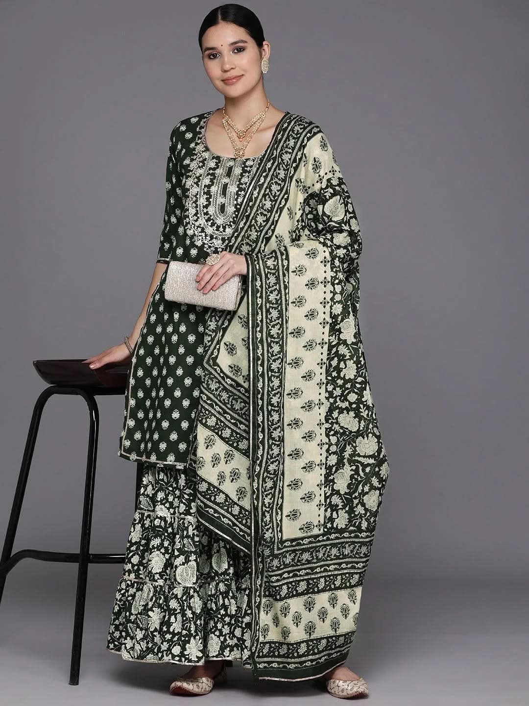 Buy Green Sharara Suits for Women Online at the Best Price | Libas