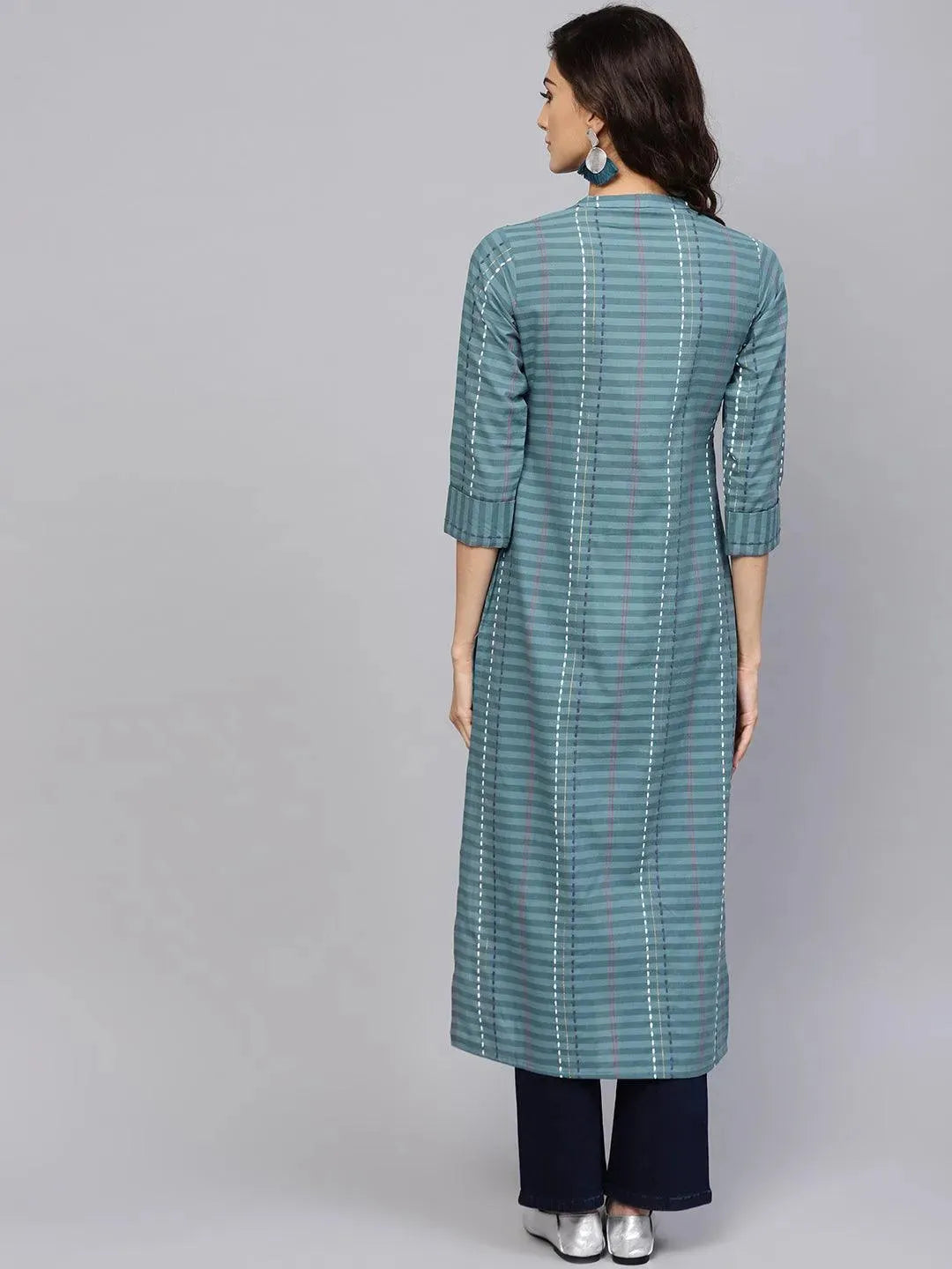 Buy Grey Striped Cotton Kurta Online at Rs.599 | Libas