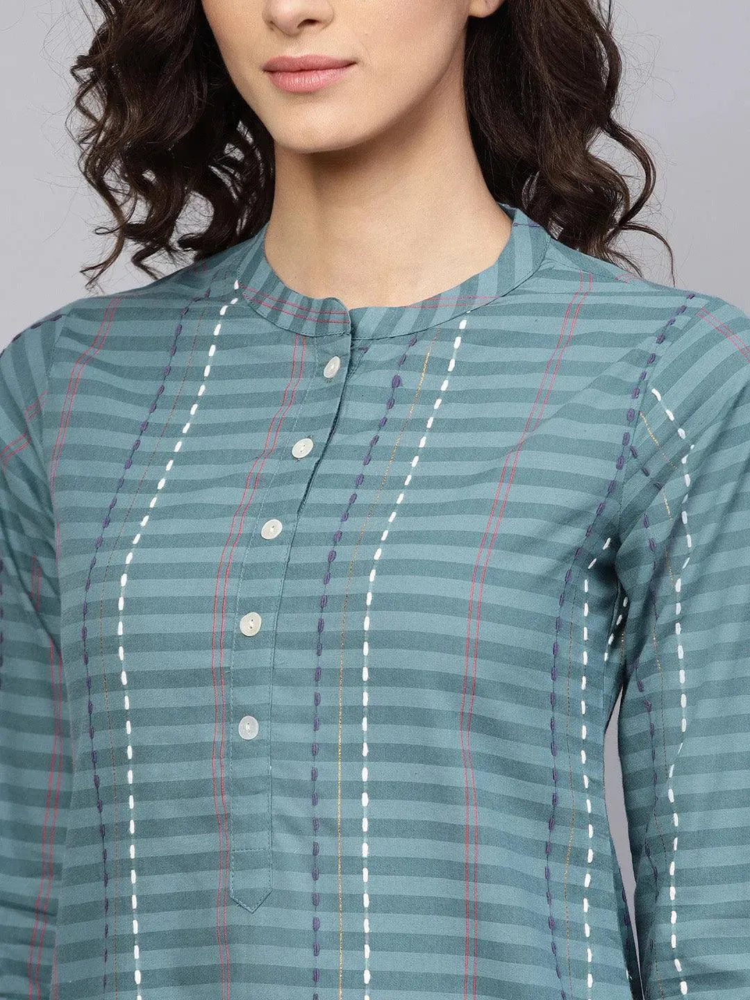 Buy Grey Striped Cotton Kurta Online at Rs.687 | Libas
