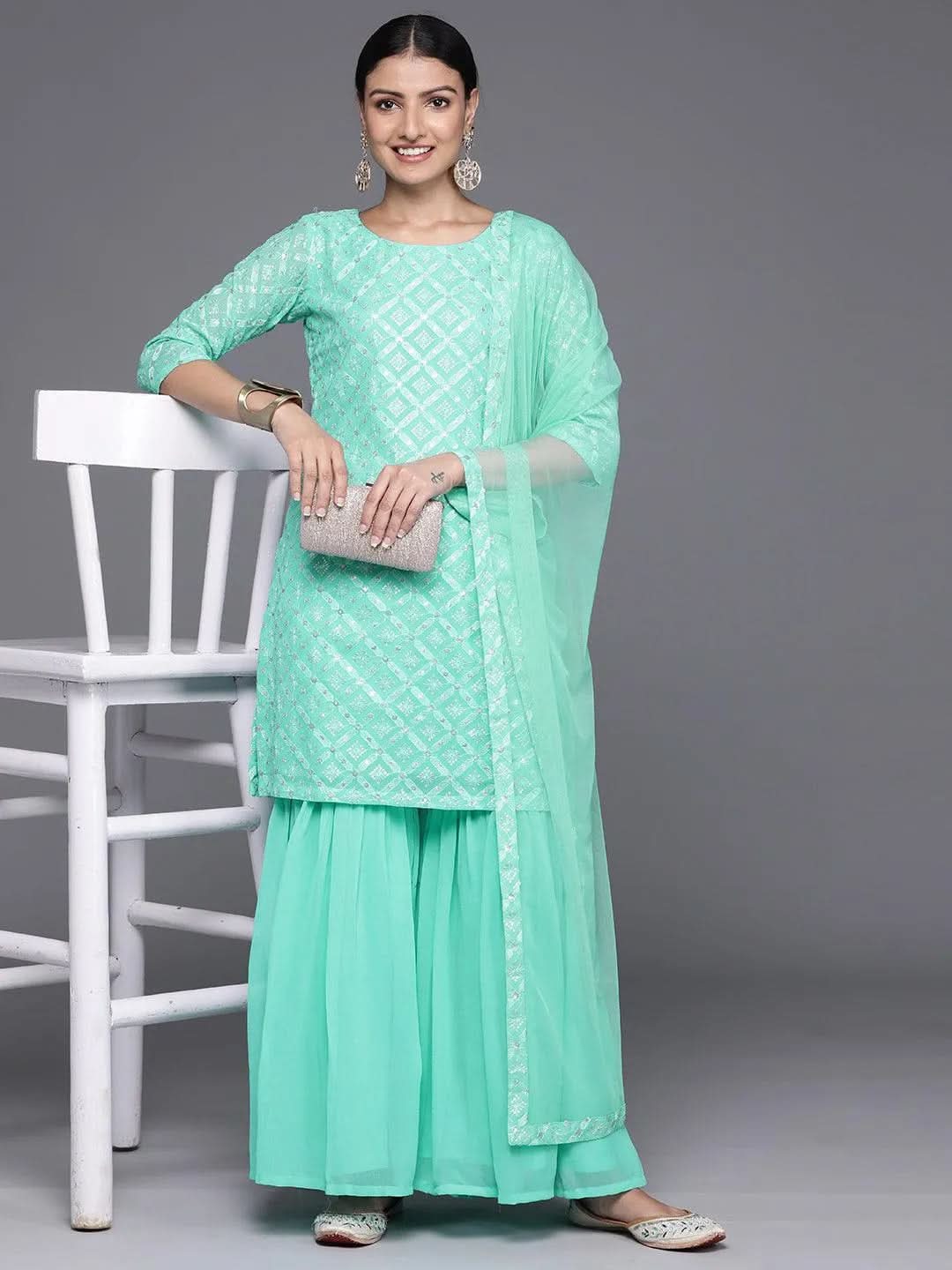 Buy Green Sharara Suits for Women Online at the Best Price | Libas